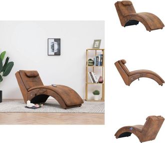 vidaXL Chaise longue de massage avec oreiller Marron Similicuir daim - Chaise Longue - Fauteuil Relaxant - Massage - Chauffante - Cuir Synth&eacute;tique