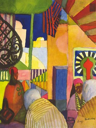 1art1 August Macke Poster Im Bazar, 1914 Kunstdruck Bild 80x60 cm