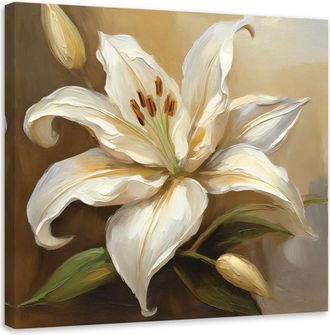 Feeby Vlies - Leinwand Bilder - Lilien 3D - 80x80 cm - Deko Wohnzimmer - Wandbilder Schlafzimmer - Deko Aesthetic - Wand Deko - Leinwand Groß - Deko Zimmer 