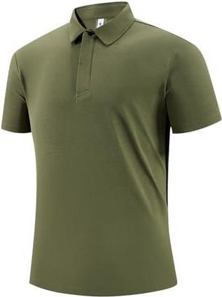 Generic T-shirt de course &agrave; pied pour homme - Respirant - Uni - Col rabattu - Extensible - L&eacute;ger - &Eacute;l&eacute;gant - Confortable - D&eacute;contract&eacute; - Sport - Entra&icirc;nement 