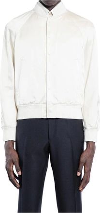 Tom Ford Homme, Vestes, Blanc, Taille: M Shiny Rayon Satin Bomber