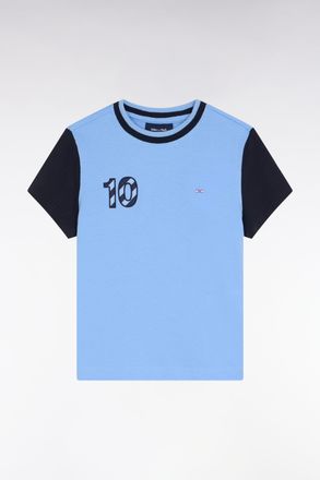 Eden Park T-shirt En Coton Ciel &Agrave; Manches Courtes Marine Brod&eacute;