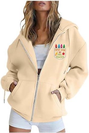 Generic Veste de surv&ecirc;tement &agrave; capuche pour femme - Veste &agrave; capuche surdimensionn&eacute;e - Fermeture &eacute;clair - Veste de sport - Manches longues - Veste de surv&ecirc;teme