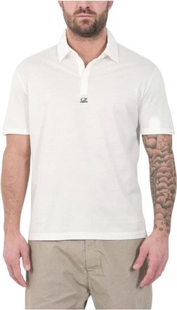 C.P. Company C.p. Company, Homme, Tops, Blanc, Taille: 2XL Polo &agrave; &Eacute;cusson Logo