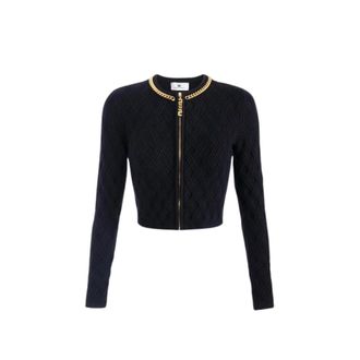 Elisabetta Franchi Femme, Pulls, Noir, Taille: 42 FR Cardigan en m&eacute;lange de viscose