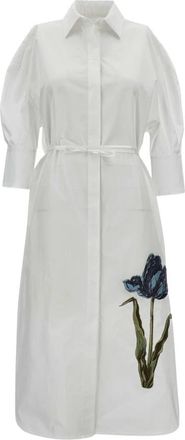 Erdem Femme, Robes, Blanc, Taille: 40 FR Robe Chemise Midi en Popeline de Coton