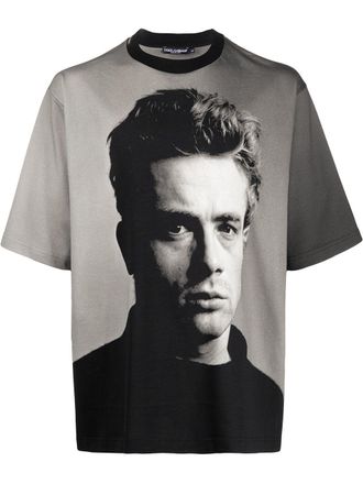 Dolce & Gabbana T-Shirt mit James-Dean-Print - Grau