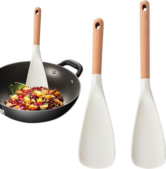 Generic Silikonspachtel | 2-teilige Backkelle mit Holzgriff - Nicht klebender Backspachtel - f&uuml;r Home Grill Koch Pfannkuchen Braten Backen Kochen Servieren Mi