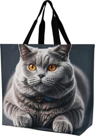 Generic Un Chat Gris Est Couch&eacute; Sac Fourre-Tout L&eacute;ger Tote Bag Grand Sac A Main Femmes Pour Shopping Travail Universit&eacute;