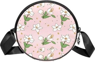 Generic Lily Beau petit sac &agrave; bandouli&egrave;re rond avec fermeture &eacute;clair et bretelles r&eacute;glables pour femme et fille