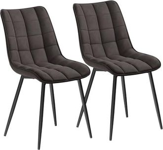 Woltu Chaises de Salle à Manger Lot de 2, Chaise de Cuisine Assise rembourrée en Tissu Scientifique épais Pieds en métal,Gris Foncé BH247dgr-2