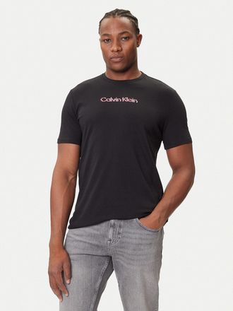 Calvin Klein Jeans T-Shirt Glitched Logo LV04RC858G Schwarz Regular Fit