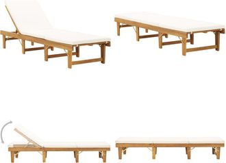 vidaXL Vidaxl - Klappbare Sonnenliege mit Auflage Akazie Massivholz - Klappbare Sonnenliege - Holz Sonnenschirm - Gartenmöbel - Lounge Chair - Gartenstuhl