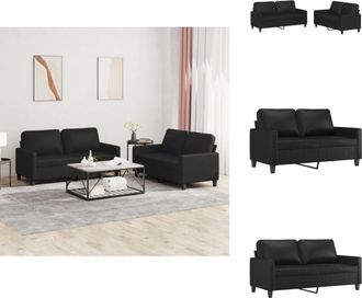 vidaXL 2-tlg. Sofagarnitur mit Kissen Schwarz Kunstleder - Couch - Sofa - Wohnlandschaft - Ledercouch - Schwarzes Sofa
