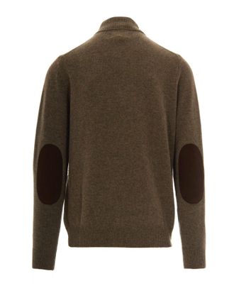 Barbour Mens Half-Zip Wool Jumper Dark Stone Jumpers Sweater