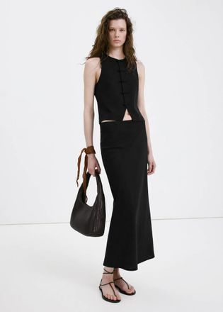 Mango Gilet de costume lin m&eacute;lang&eacute; noir - Femme - XXS - MANGO