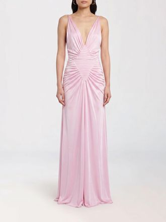 Versace Langes drapiertes Satin-Abendkleid mit schulterfreiem Detail