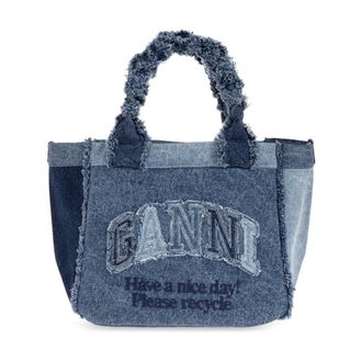 Ganni Femme, Sacs, Bleu, Taille: ONE Size Shopper Logo Bag