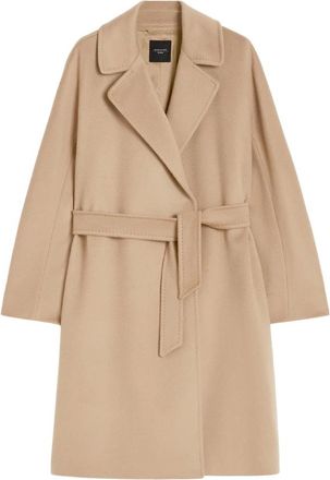 Max Mara Femme, Manteaux, Beige, Taille: 38 FR Manteau Midi avec Ceinture Assortie