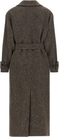 Kiton Chevron Wool Coat - Brown