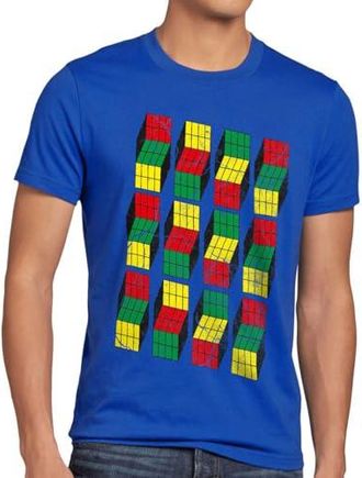 style3 Sheldon Cubes T-Shirt Homme, Taille:M;Couleur:Bleu