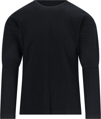 Homme Pliss&eacute; Issey Miyake gerippte, lange &Auml;rmel - Schwarz