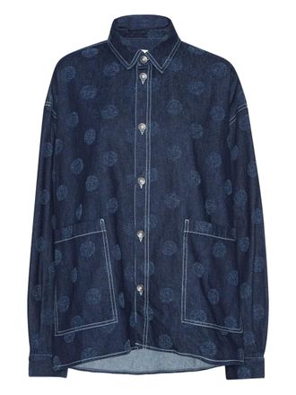 Henrik Vibskov chemise en jean &agrave; pois - Bleu
