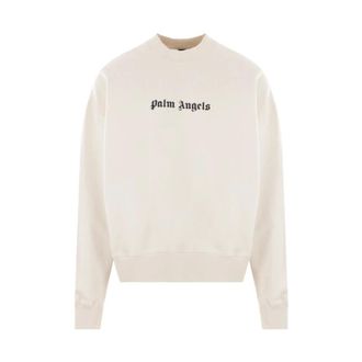 Palm Angels Homme, Sweatshirts et sweats à capuche, Beige, Taille: XL Pull Beige avec Logo Imprimé