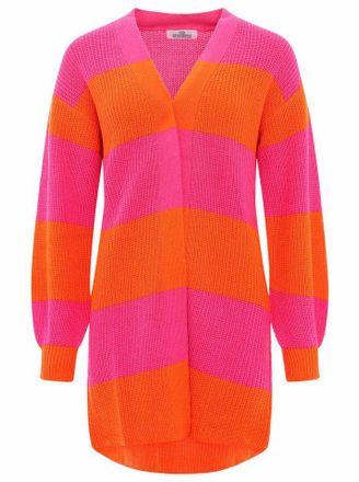 Zwillingsherz Cardigan Katja One Size, Wollanteil, Langarm, Blockstreifen, ohne Verschluss