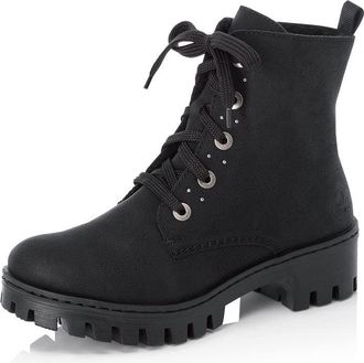 Rieker Damen Schnürstiefeletten 75700, Frauen Stiefeletten,schnürboots,übergangsschuhe,Boots,Stiefel,Bootee,Booties,schwarz (01),36 EU / 3.5 UK