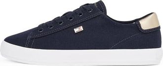 Tommy Hilfiger Baskets Vulcanisées Femme Canvas Lace Up Élégantes, Bleu (Space Blue), 37