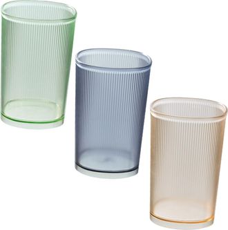 Cabilock 3 St&uuml;ck Mundsp&uuml;lbecher aus Transparentem Gestreiftem Wiederverwendbar Geruchsneutral Sp&uuml;lmaschinenfest rutschfest f&uuml;r Haushalt Reise und Badezimmergeb