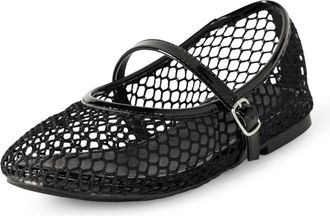 The Drop Katy Mary Jane Flat Ballerinas, Schwarzes Fischnetz, 38.5 EU