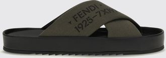 Fendi Slides aus Baumwollmischgewebe mit Logo-Muster und Gummisohle