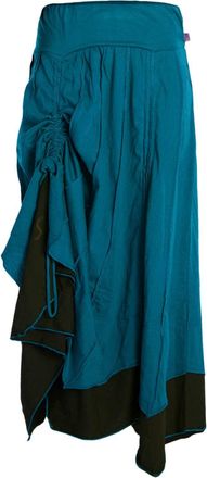 vishes Alternative Bekleidung - Langer Damen Rock Lang L&auml;ngenverstellbar zum Hochschieben Raffen t&uuml;rkis 32-34