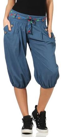 Malito more than fashion Malito Femme Pantalon Harem Court Ceinture Baggy Aladin Yoga 3416 (Bleu de Jean)