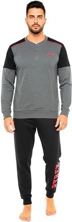 Pyrex Pyjama Homme Chaud Coton Interlock Pyjama Homme Hiver Long avec Poignets et Style Sport, Mod&egrave;le 7, L