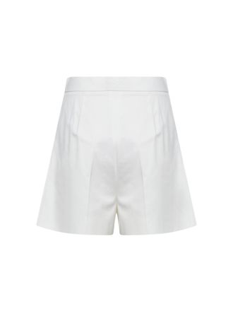 Max Mara Womens Shorts Mxmtabacco White Cotton-Satin