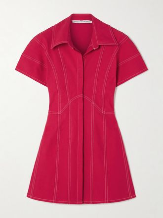 Tolu Coker Mini-hemdblusenkleid Aus Denim Mit Ziern&auml;hten - Rot