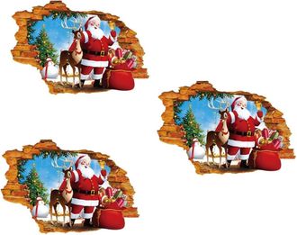 OSALADI 3st Weihnachten 3d- Krippendekoration Wandtattoo Weihnachtsmann Dekorative Wandaufkleber Weihnachtsfeier 3d-weihnachtsmann-aufkleber Wohnkultur Partyb