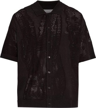 Lacoste Homme, Chemises, Brun, Taille: 4XL Chemise Crocodile en Maille Ajour&eacute;e