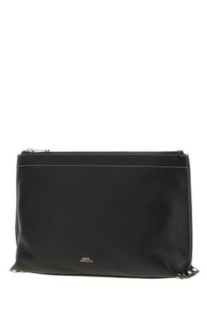 A.P.C. Womens Black Leather Clou Pouch Noir Borse A Tracolla