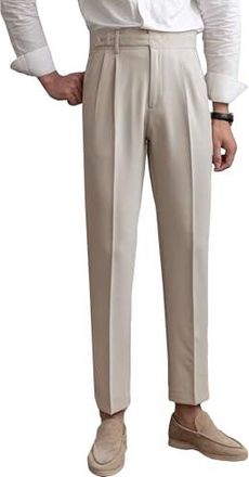 Generic Pantalon habill&eacute; pour homme, coupe ajust&eacute;e, pliss&eacute; sur le devant, pantalon d&eacute;contract&eacute; extensible fusel&eacute;, pantalon habill&eacute; taille haute pour homme, ab