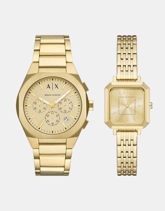 A|X Armani Exchange Sync - Montre chronographe &agrave; quartz pour homme en acier inoxydable - Dor&eacute;