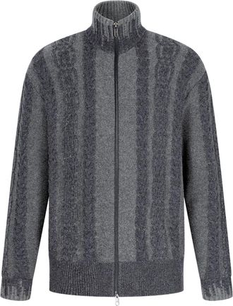 Shanghai Tang cardigan en maille torsad&eacute;e - Gris