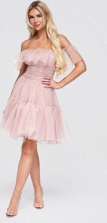 Ombre Abendkleid Damen Abendkleid mit off-shoulder Ausschnitt Pink L (kein Set, 1-tlg)