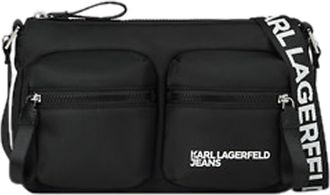 Karl Lagerfeld WomenS, Essential Nylon Crossbody, Black, One size