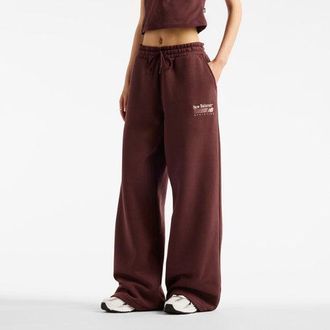 New Balance Damen Trackside Fleece Pant in Braun, Baumwollfleece, Gr&ouml;&szlig;e 2XL