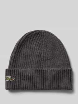 Lacoste M&uuml;tze aus Wolle mit Logo-Patch