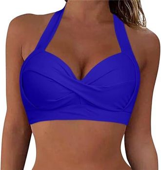 Generic Haut De Maillot De Bain Femme Sexy Push Up Hauts De Bikini R&eacute;glables El&eacute;gant Classics Col en V Hauts De Maillots Soutien Gorge avec Rembourrage Swimwe